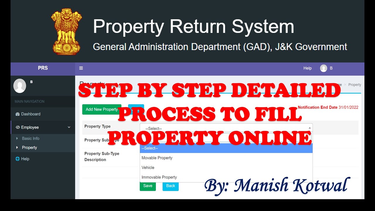 Property Return System for Employees of J&K Government. #PRSJK #PRS # ...