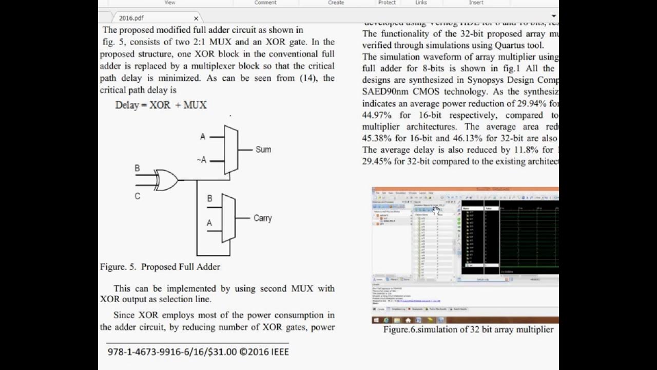 Low power array multiplier using modified full adder - YouTube
