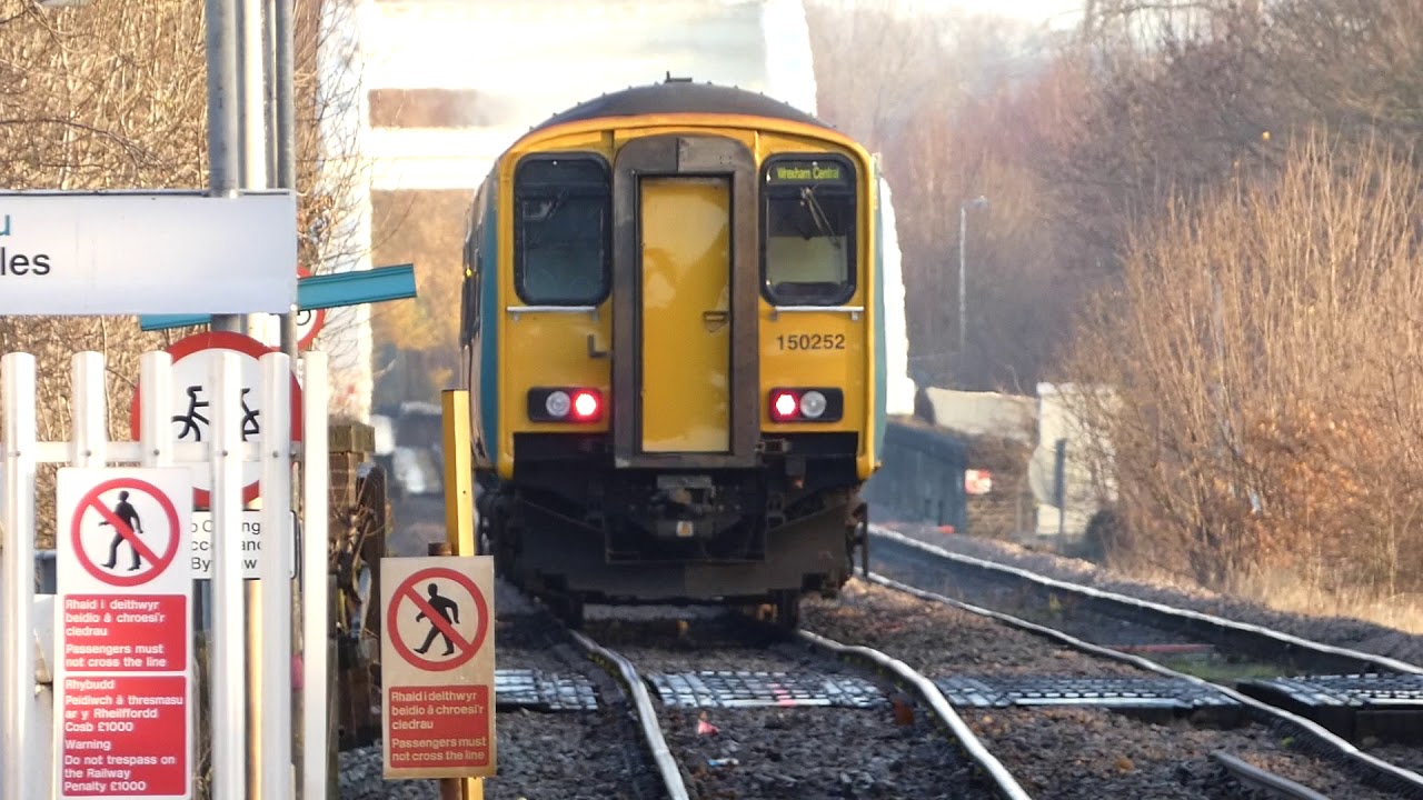 Wrexham to Bidston TFW train departs Shotton High Level station Wales 4 ...