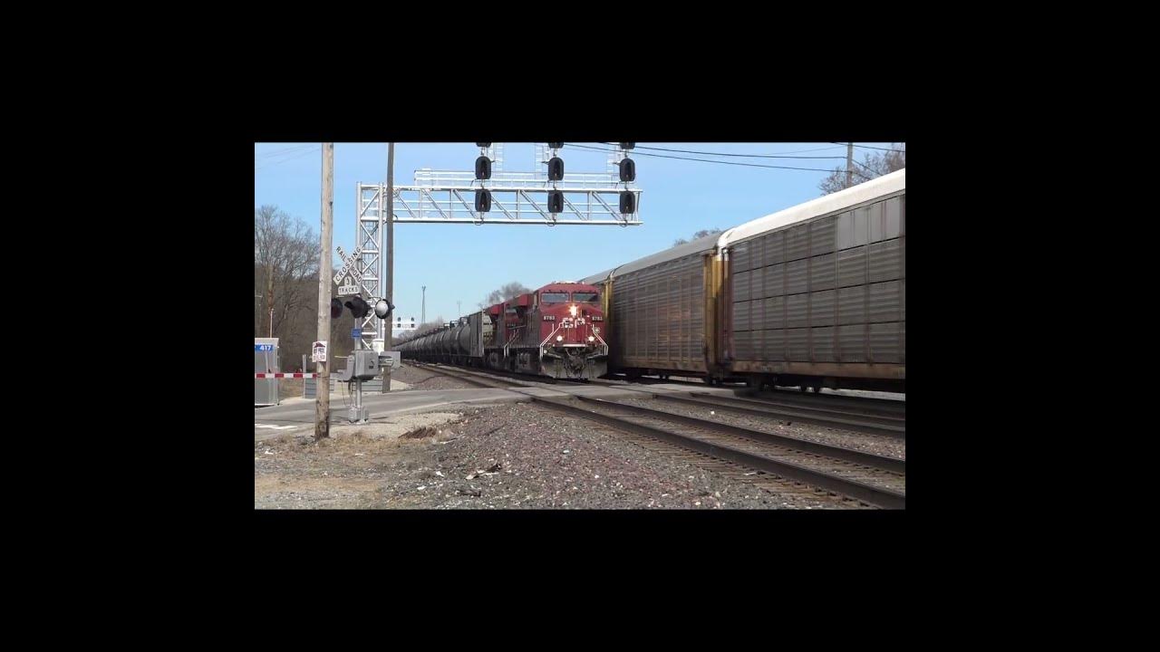 CP 8783 leads a tank train on the Chicago Line at Dunlap, Indiana - YouTube