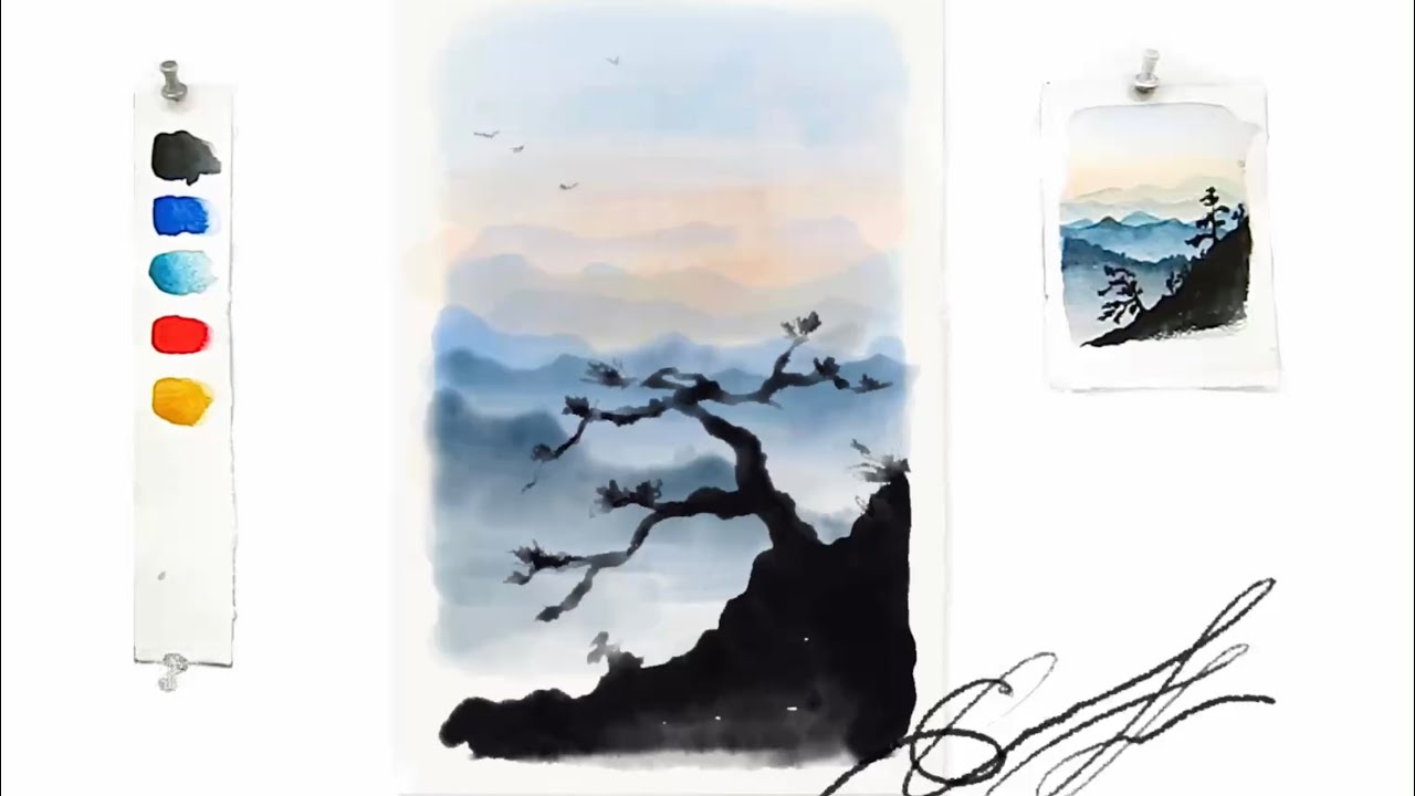 Blue Ridge Mountains, watercolor in Adobe Fresco - YouTube