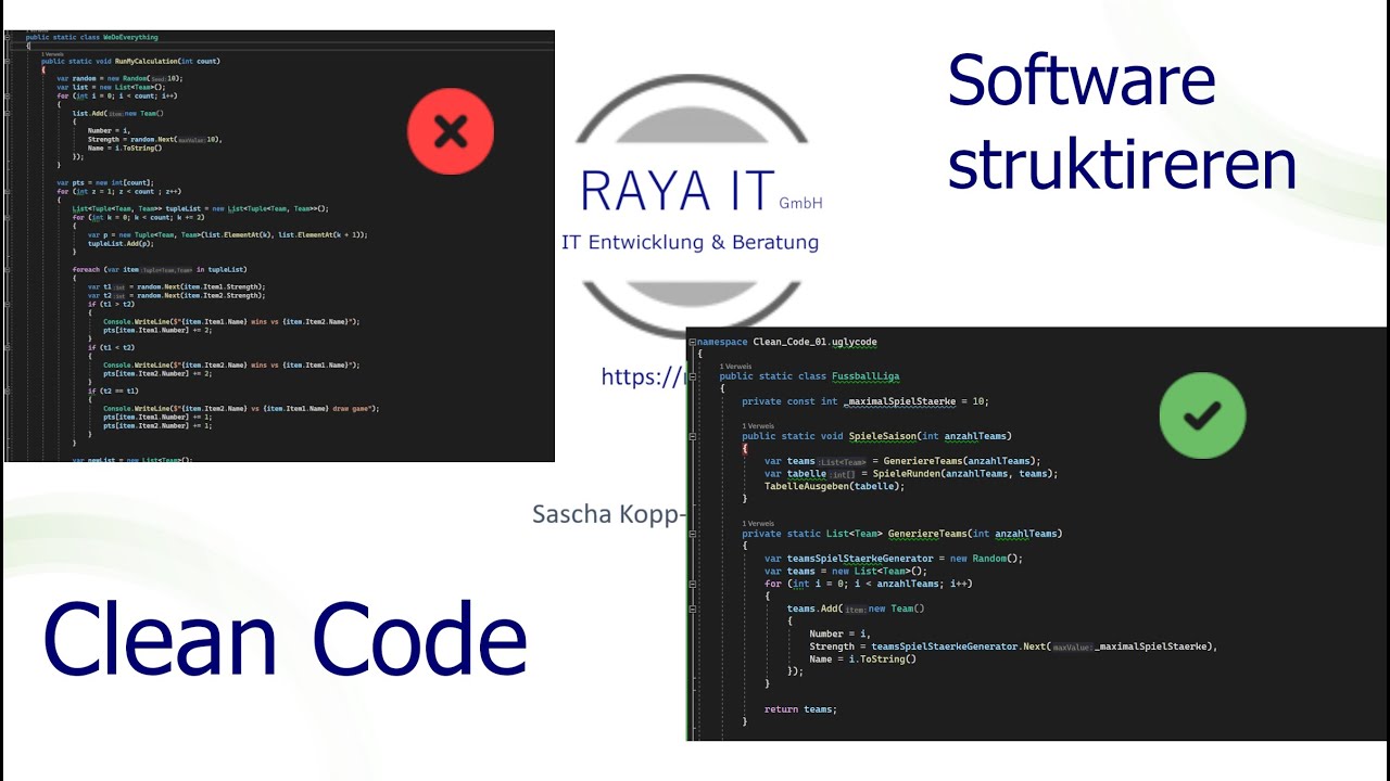 Gute Software schreiben (Teil 1) - Clean Code - [RAYA IT GmbH] - YouTube