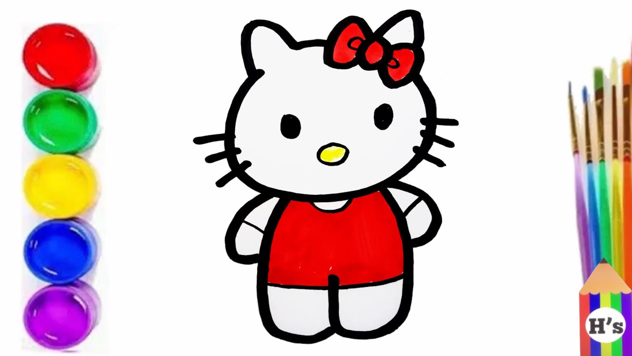 How To Draw and Color a Cute Hello Kitty | Bolalar uchun salom ...