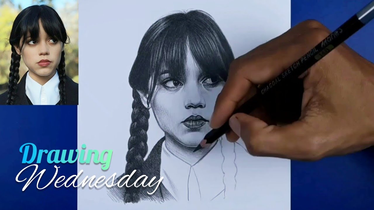 Drawing Jenna Ortega | Wednesday Addams - YouTube