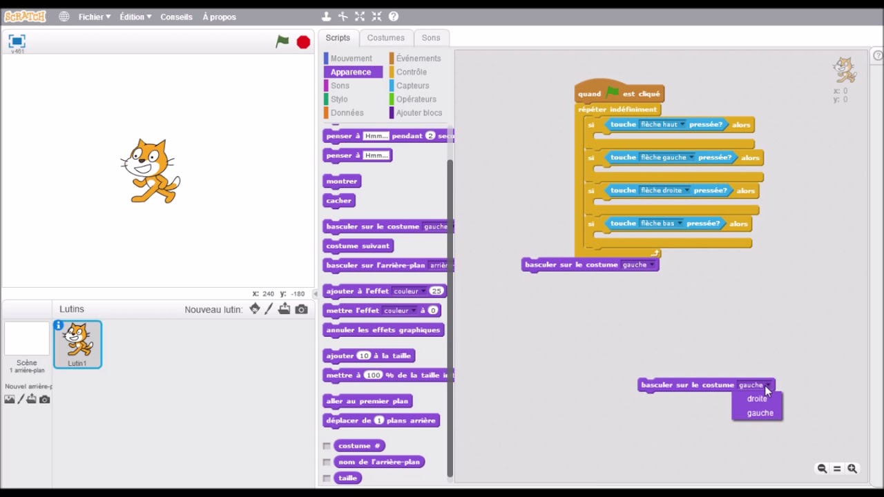 comment faire bouger un lutin scratch ? - YouTube