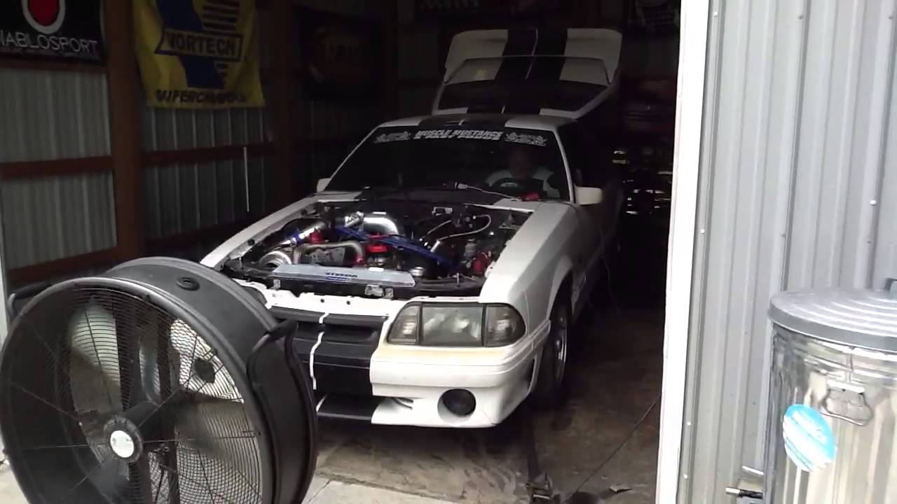 72mm single turbo 347 mustang first time tune - YouTube