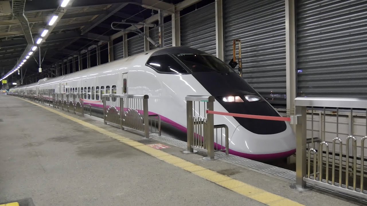 東北新幹線 E3系（R21編成）+E5系 那須塩原駅 回送発車 - YouTube