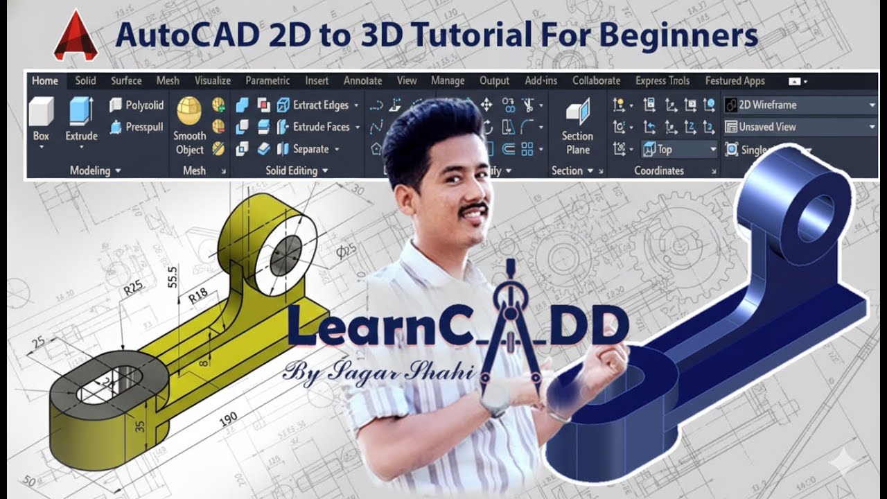 2d to 3d Engineering Drawing in AutoCAD - YouTube
