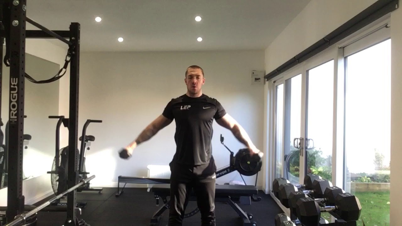 Dumbbell front to side raises - YouTube