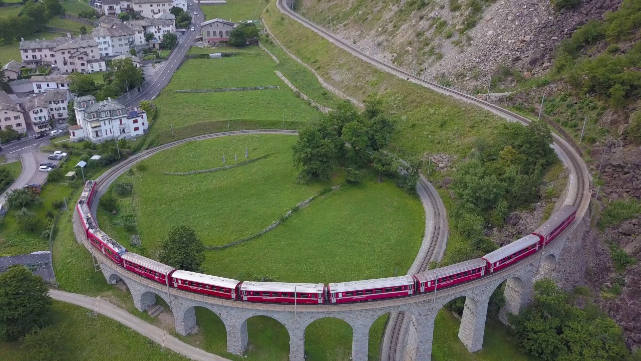 Spiral Viaduct Brusio 4K - YouTube