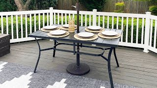 PHI VILLA Panel Steel Rectangle Outdoor Patio Dining Table