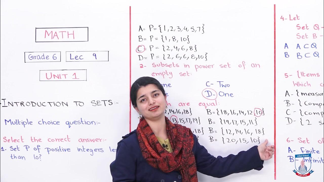 Class 6 - Mathematics - Chapter 1 - Lecture 9 Introduction to sets - Allied Schools - YouTube