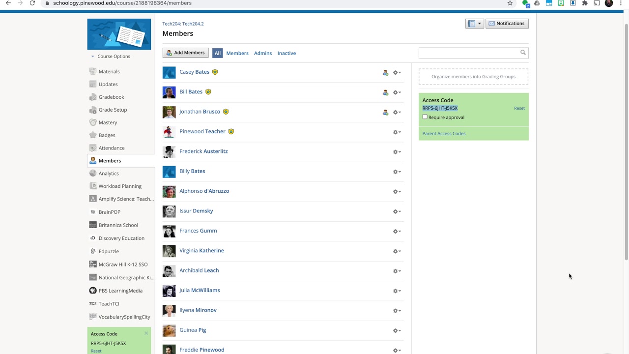 Schoology Teacher: Send Join Code to Students - YouTube