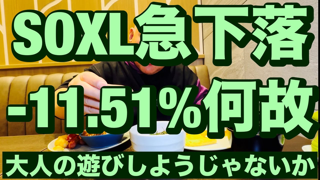SOXL急下落11.51%😭何故?2024/3/9（土）大人の遊びしょうじゃないか!現物米株取引は大人の嗜みです😇 - YouTube