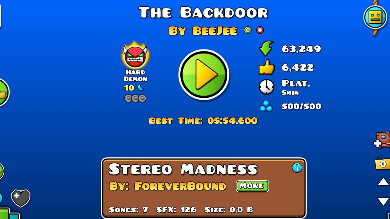 The Backdoor 100% | Hard platformer demon by beejee - YouTube
