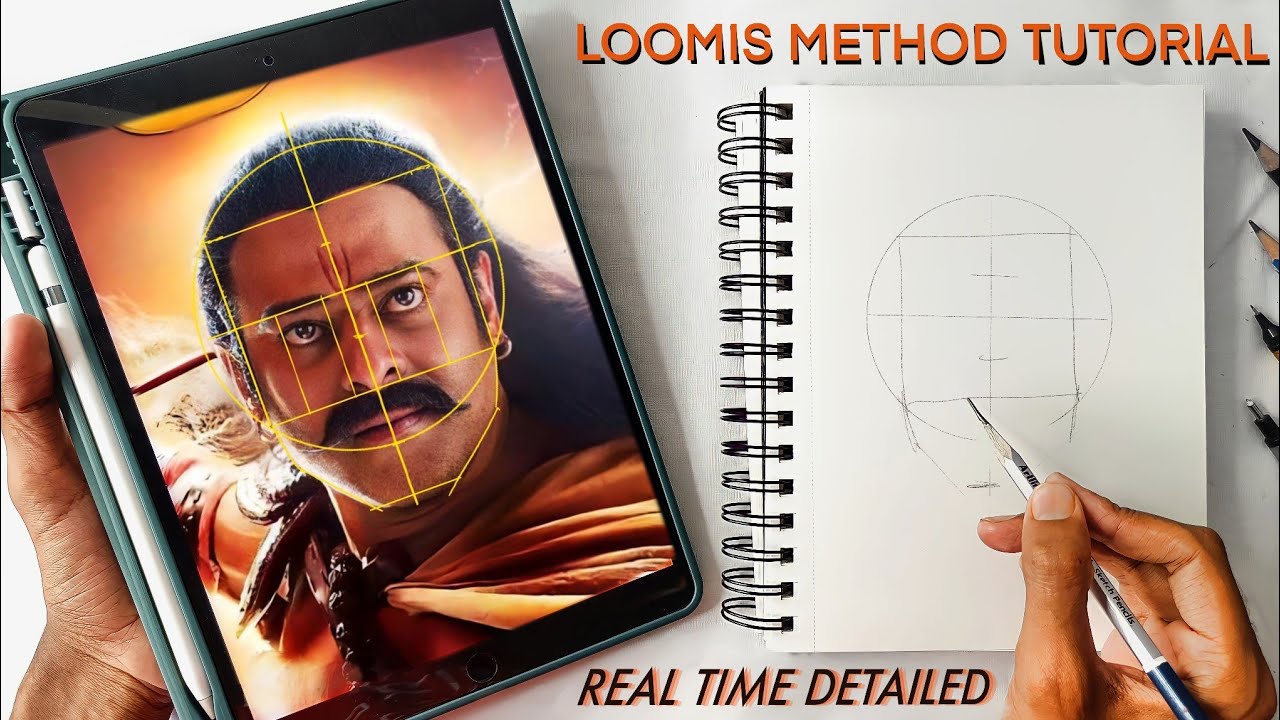 Drawing Adipurush Prabhas with LOOMIS METHOD // Real Time Detail ...