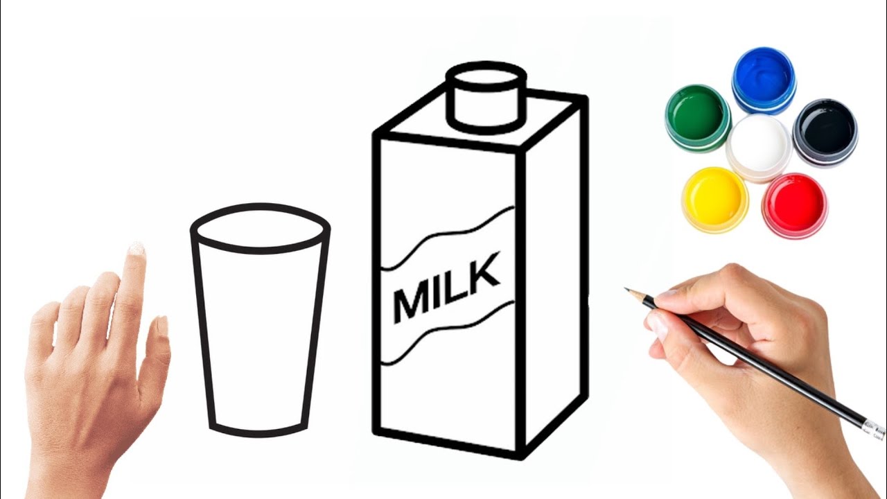How to draw Milk and Colouring for kids and toddlers || ABCD rhymes ...