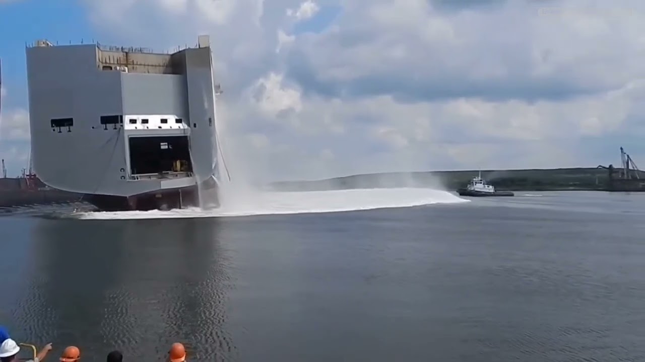 Sideways Ship Launch | Ship launching - YouTube