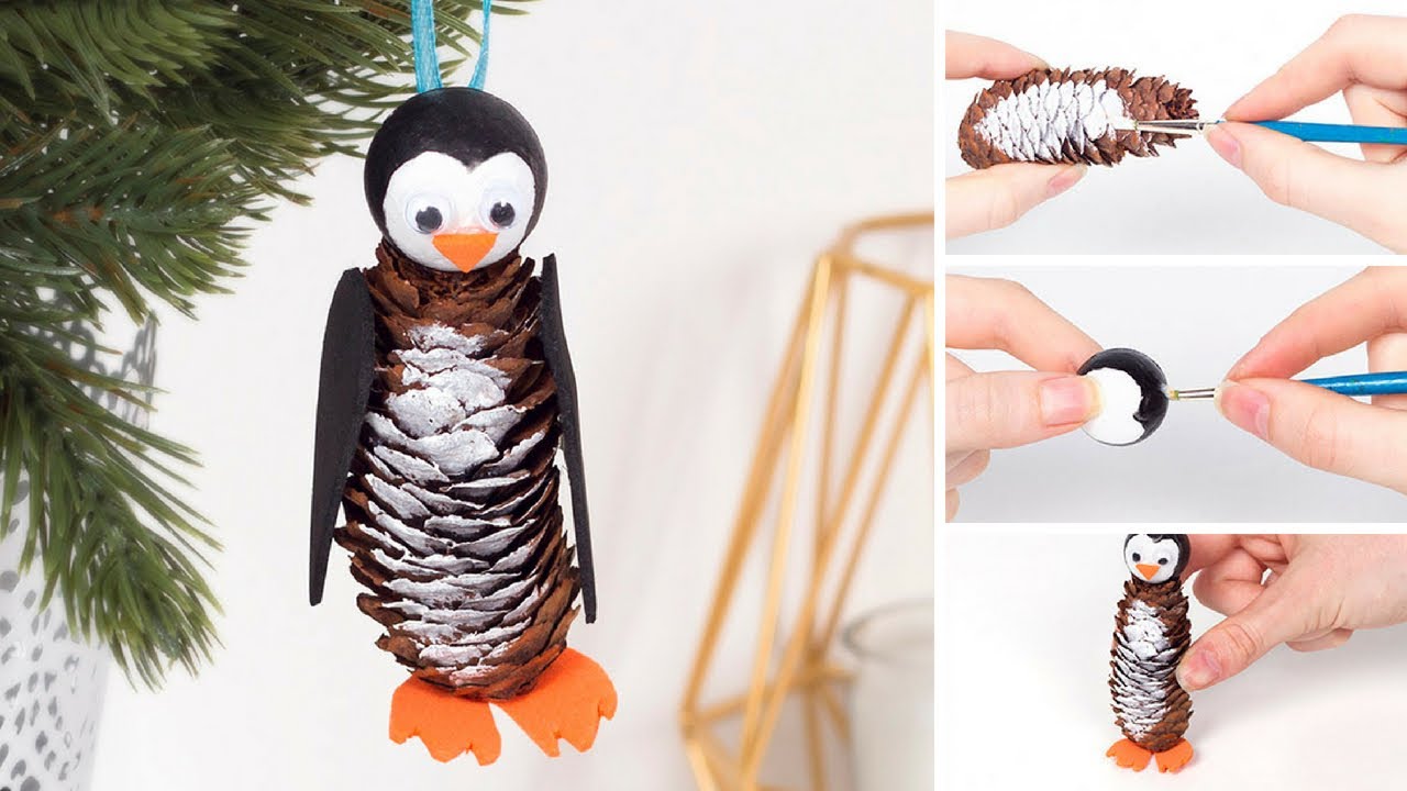 How To Create Your Own Pine Cone Penguin - YouTube