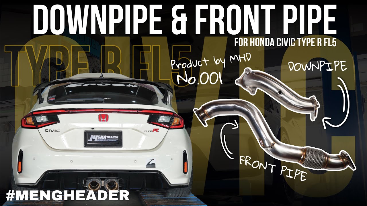 Honda Civic Type R (FL5) : Dowpipe & Front pipe [ MHD exhaust ] - YouTube