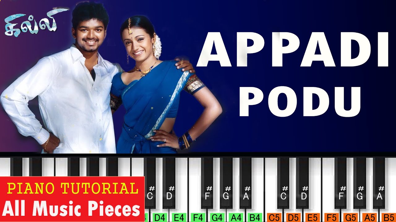 Appadi Podu Piano Tutorial | Ghilli (2004) | Superhit Tamil Song on ...