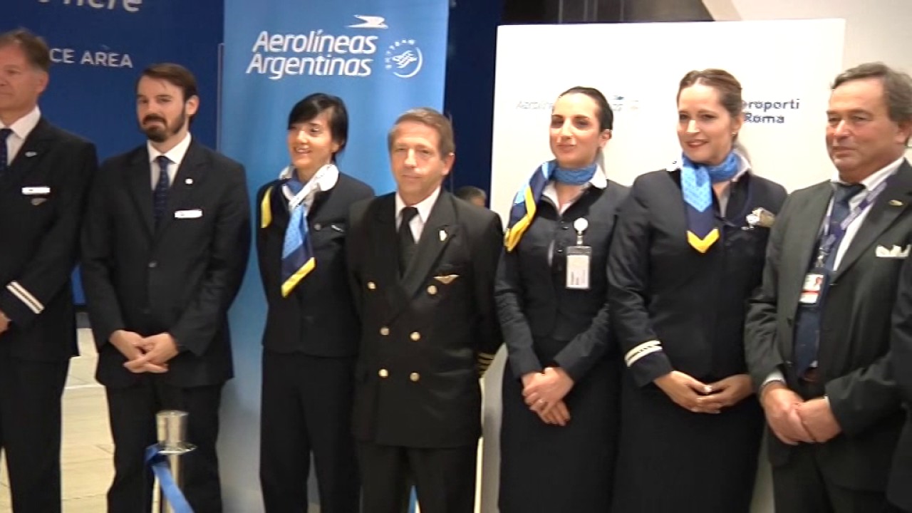 Aerolinas Argentinas: inaugurato a Fiumicino nuovo volo - YouTube