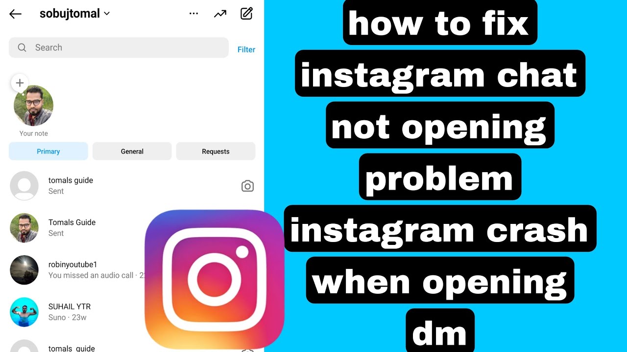 how to fix instagram chat not opening problem | instagram crash when ...