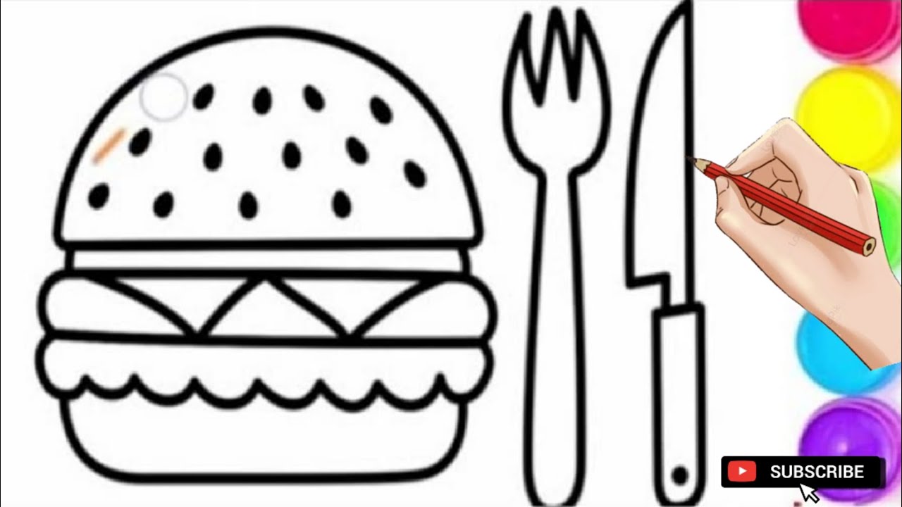How To Draw A Burger | Burger Drawing | Drawing For Kids | Easy Drawing ...