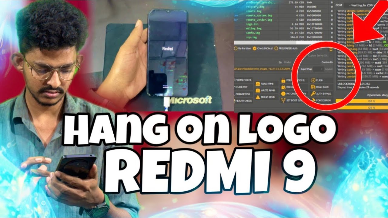 Redmi 9 Hang On Logo Flash with Unlock Tool - YouTube