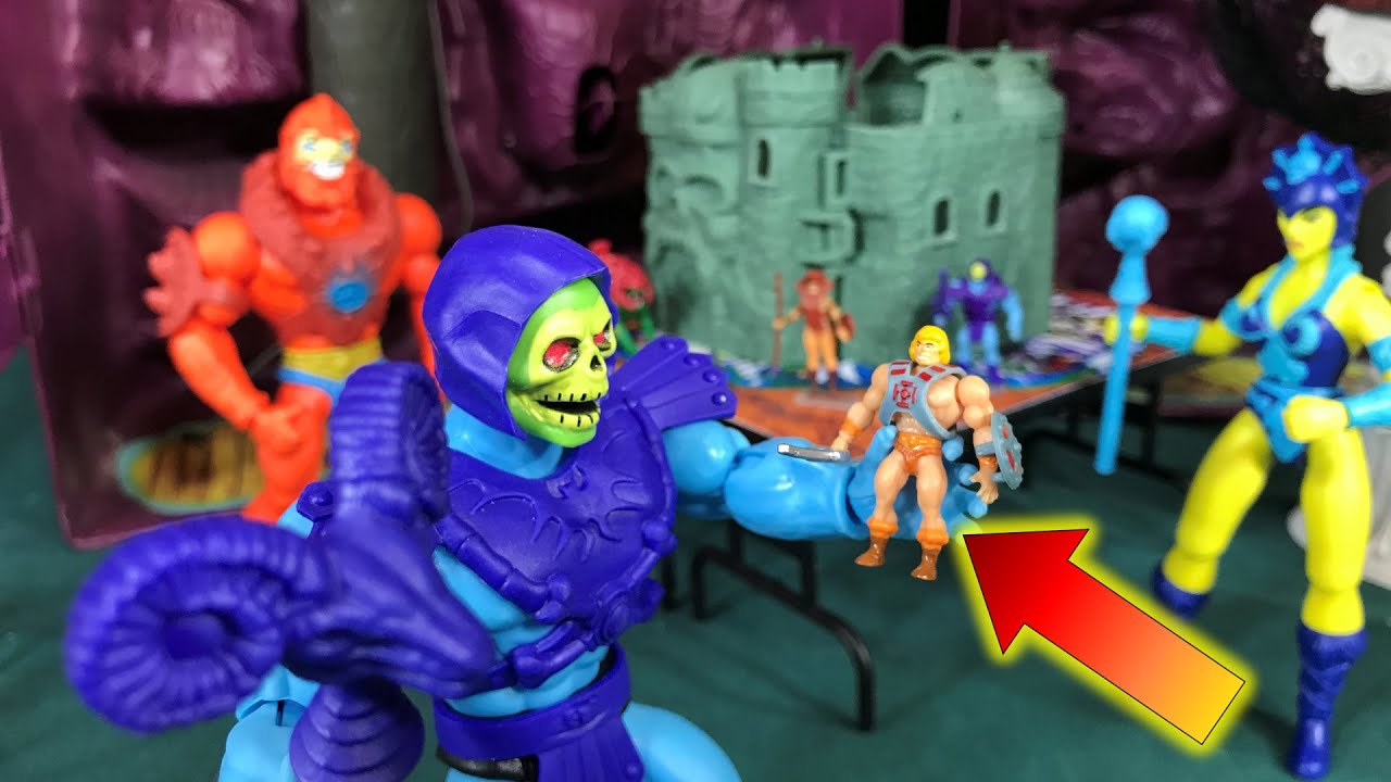 world's smallest He-man, Teela, Battle Cat, Skeletor, review show with ...