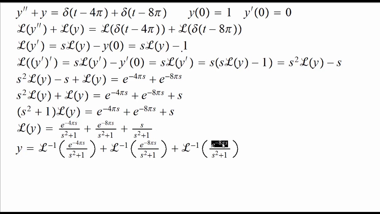 Example Differential Equations Laplace Transform Blackboard Exam - YouTube