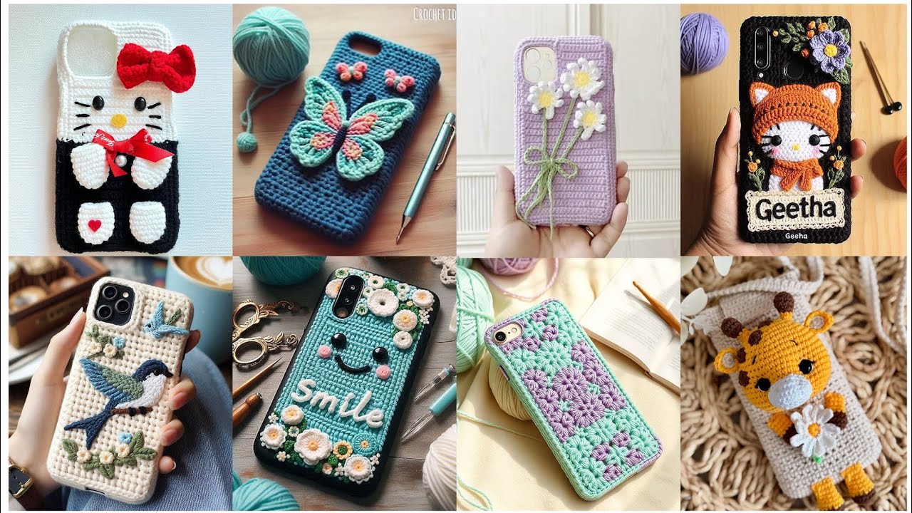 Handmade Crochet Mobile Phone Back Covers Latest And Unique Dolls Kitty ...