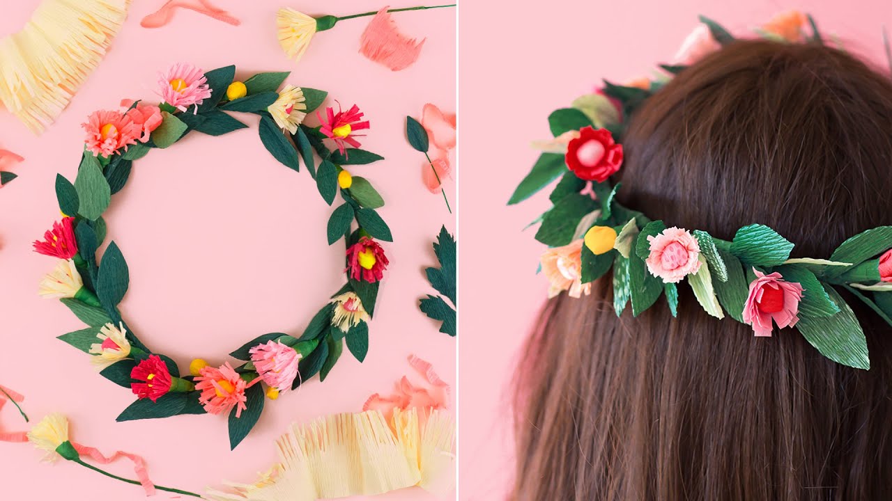 DIY Paper Spring Floral Crown | Floral Crown from Crepe Paper - YouTube