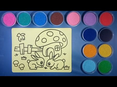 Rabbit and His House Coloring Sand Painting for Kids || Lukisan Pasir ...