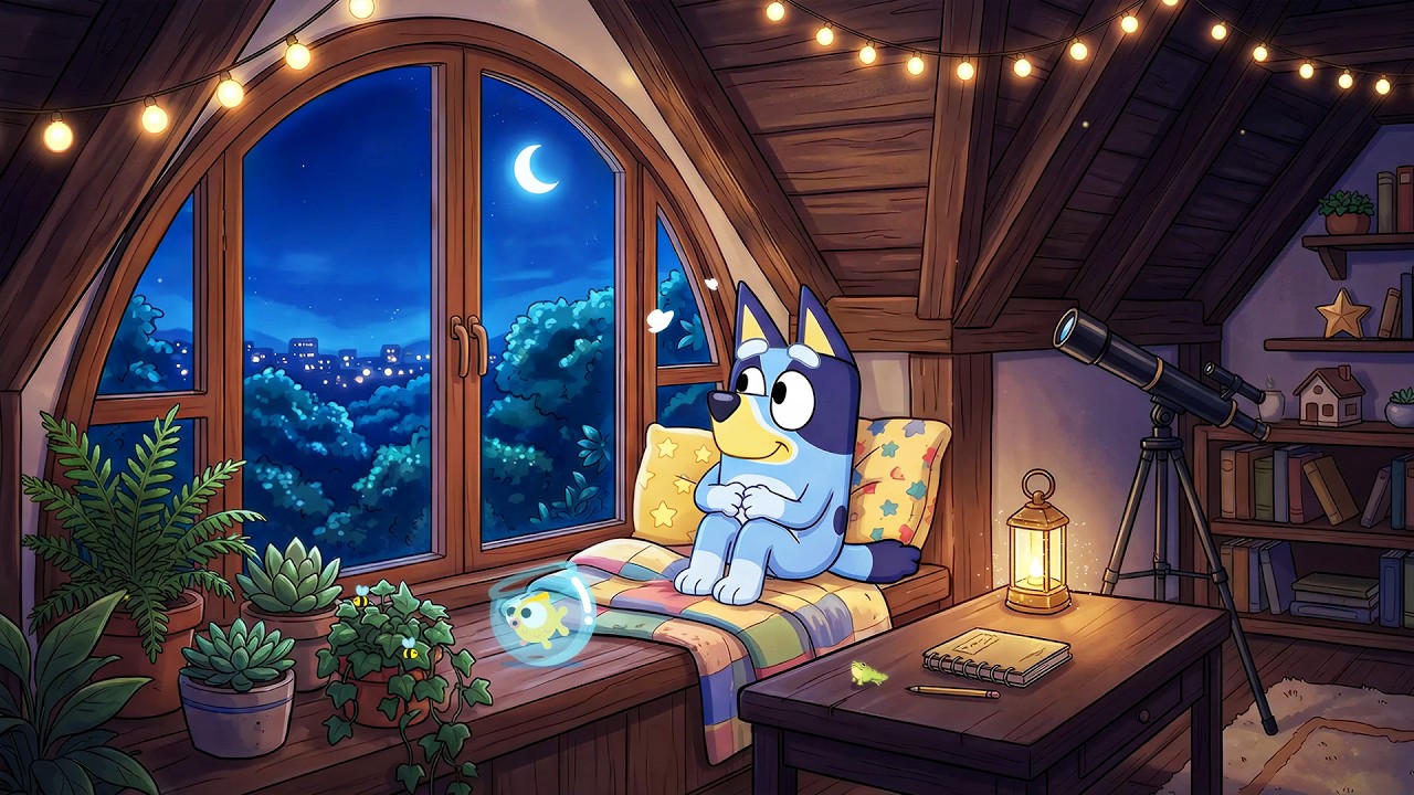 Bluey Stargazing in the Attic 🌙 Relaxing Lofi Beats for Studying ...