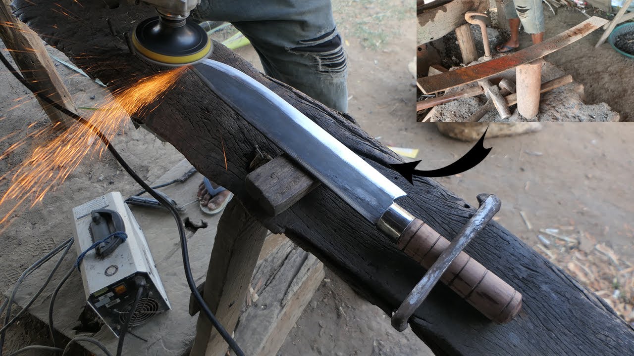 Full knife forging process / How to forge a powerful Butcher knife from ...