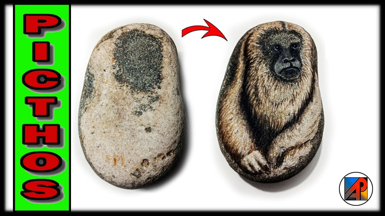 SIMIO PREEXISTENTE 🐒 - Tutorial Acrílico Sobre Piedra - YouTube