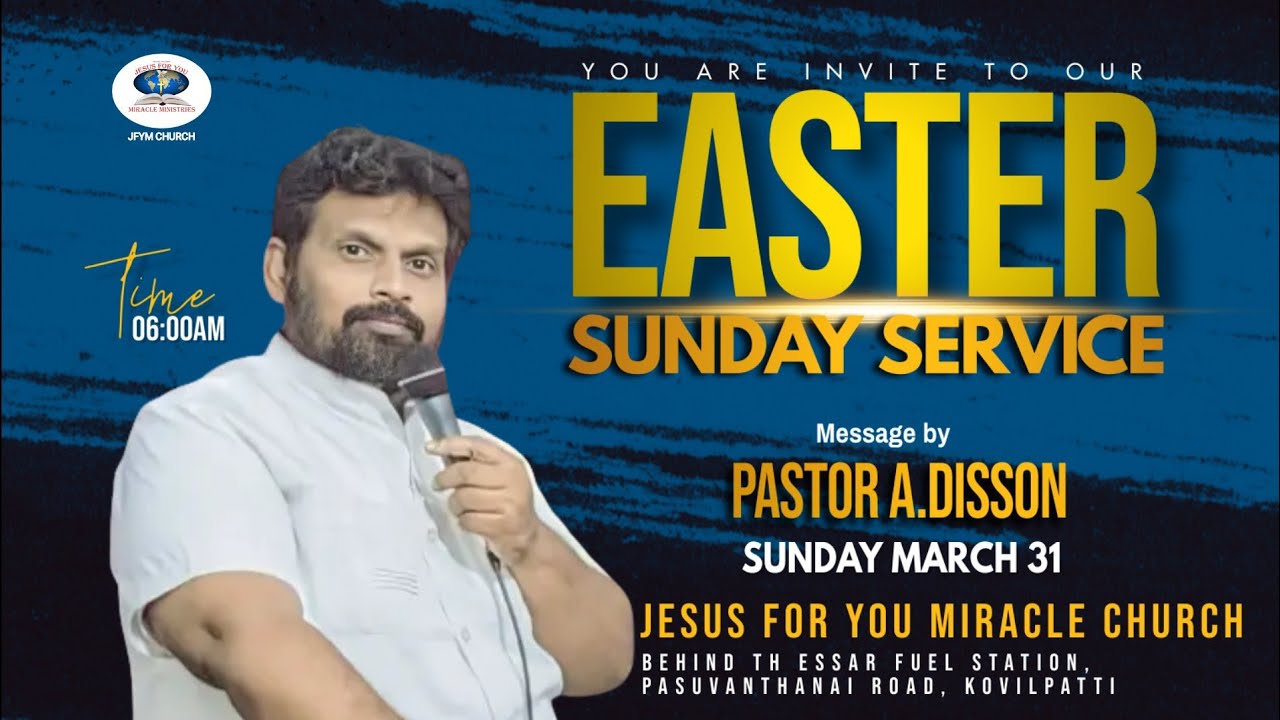 🔴🅻🅸🆅🅴 31-MAR-2K24 | Easter Sunday day Service | Jesus for you miracle ...
