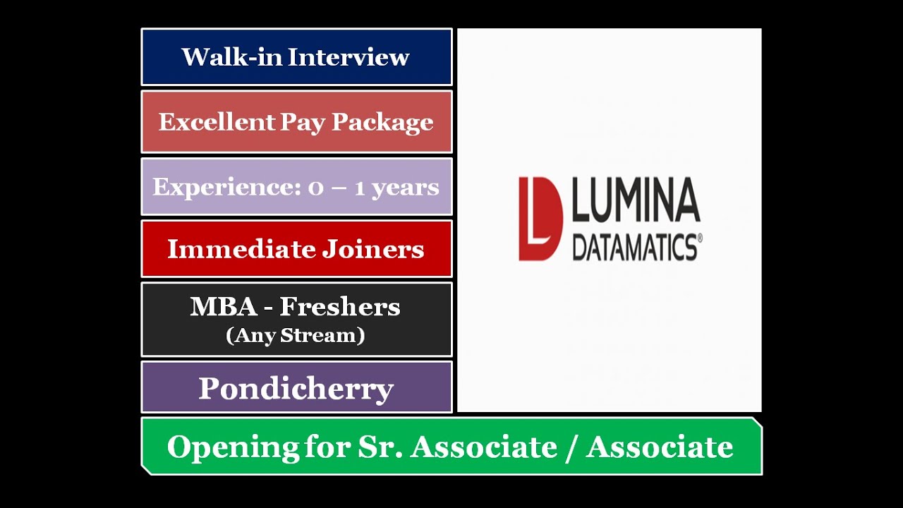 Jobs in Pondicherry | Lumina Datamatics | MBA | Sr. Associate ...
