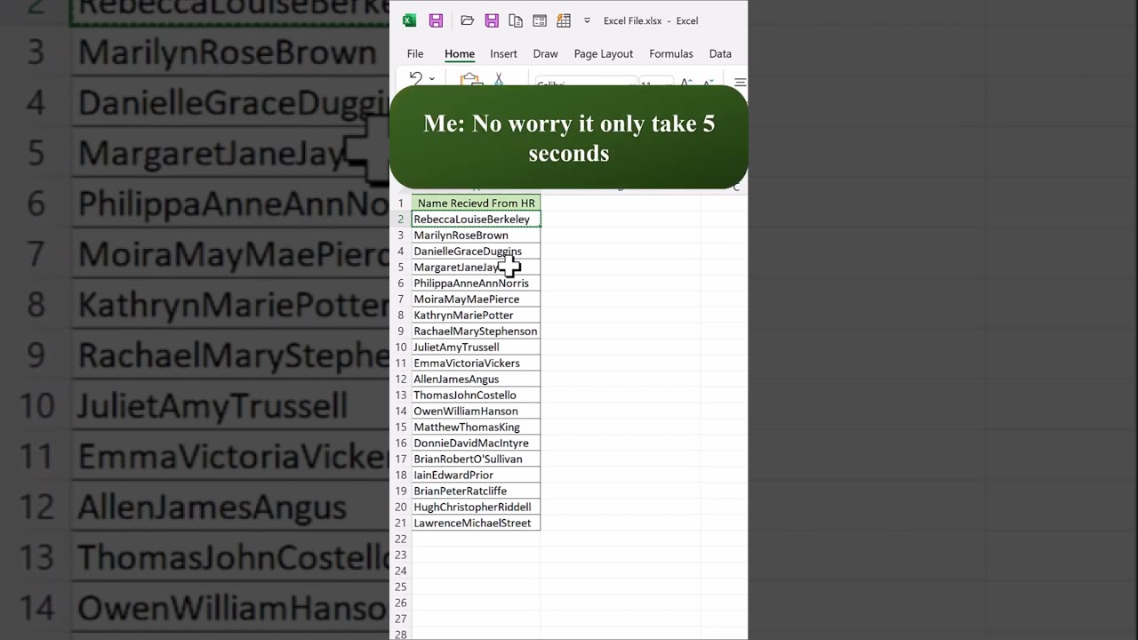 Add Space Between Names In Excel shorts YouTube Add Space Between Names In Excel shorts YouTube
