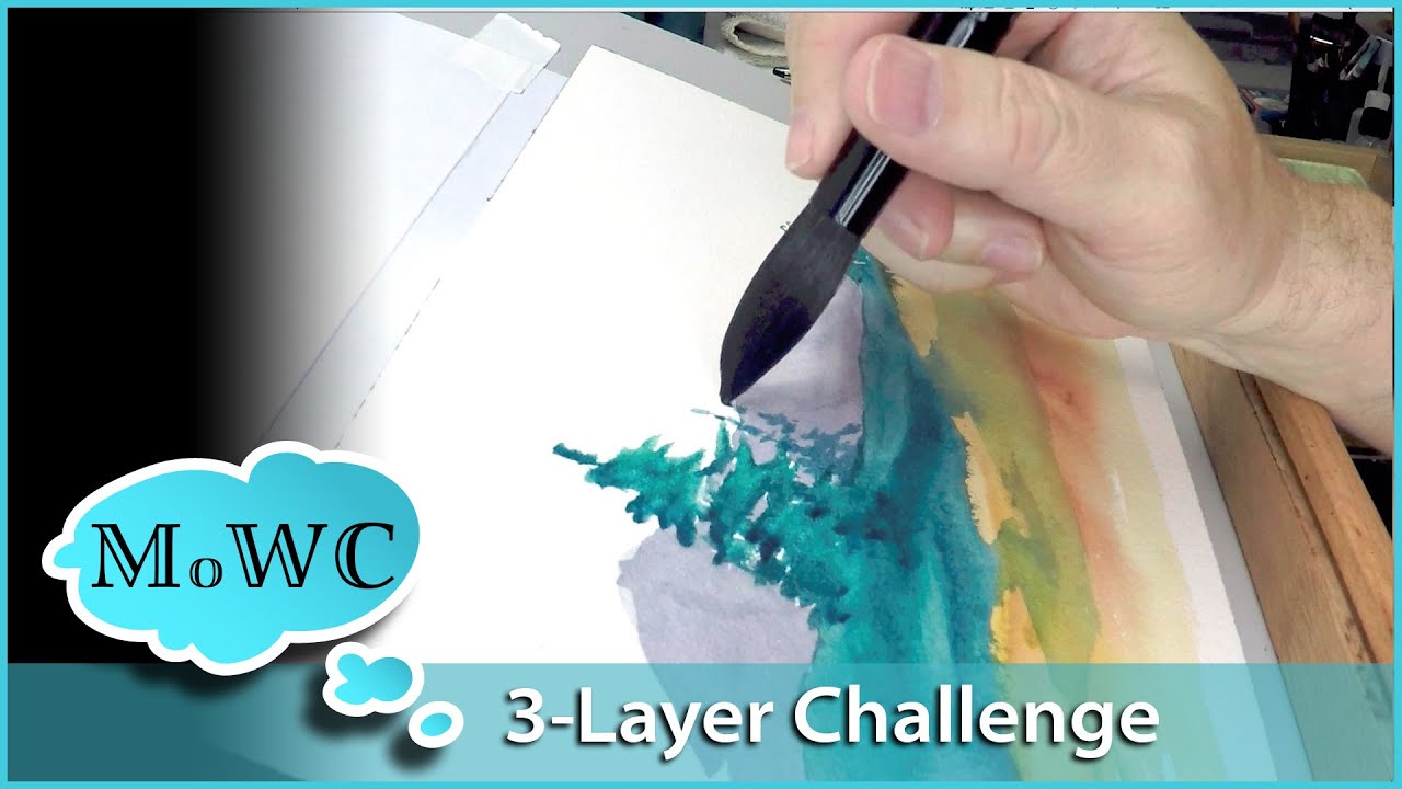 3 Layer Watercolor Landscape Challenge - YouTube