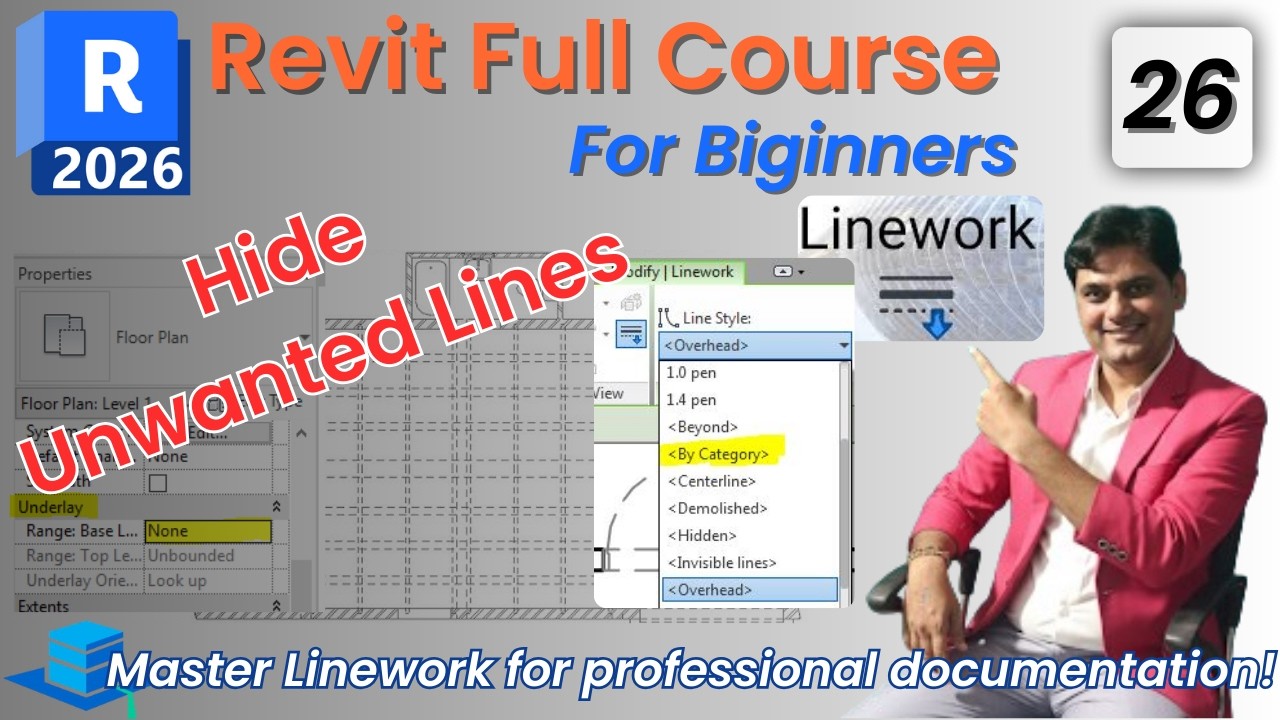 #26 Revit 2026 Tutorial for Beginners | Linework Tool (LW) Explained ...