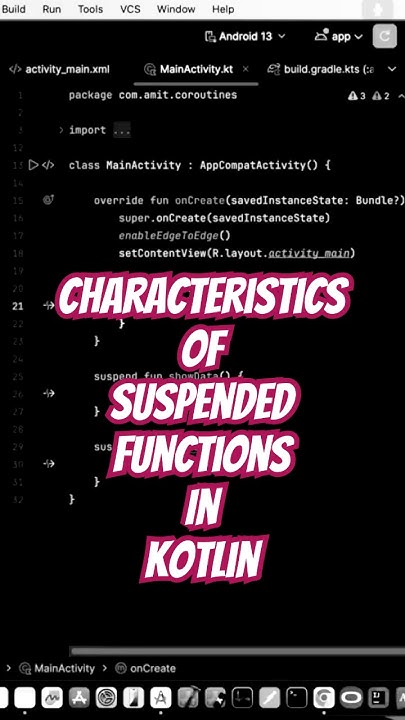 Suspended functions in kotlin #coding #kotlin #androiddevelopment #programming - YouTube