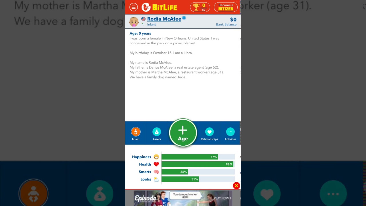 Playing bitlife - YouTube