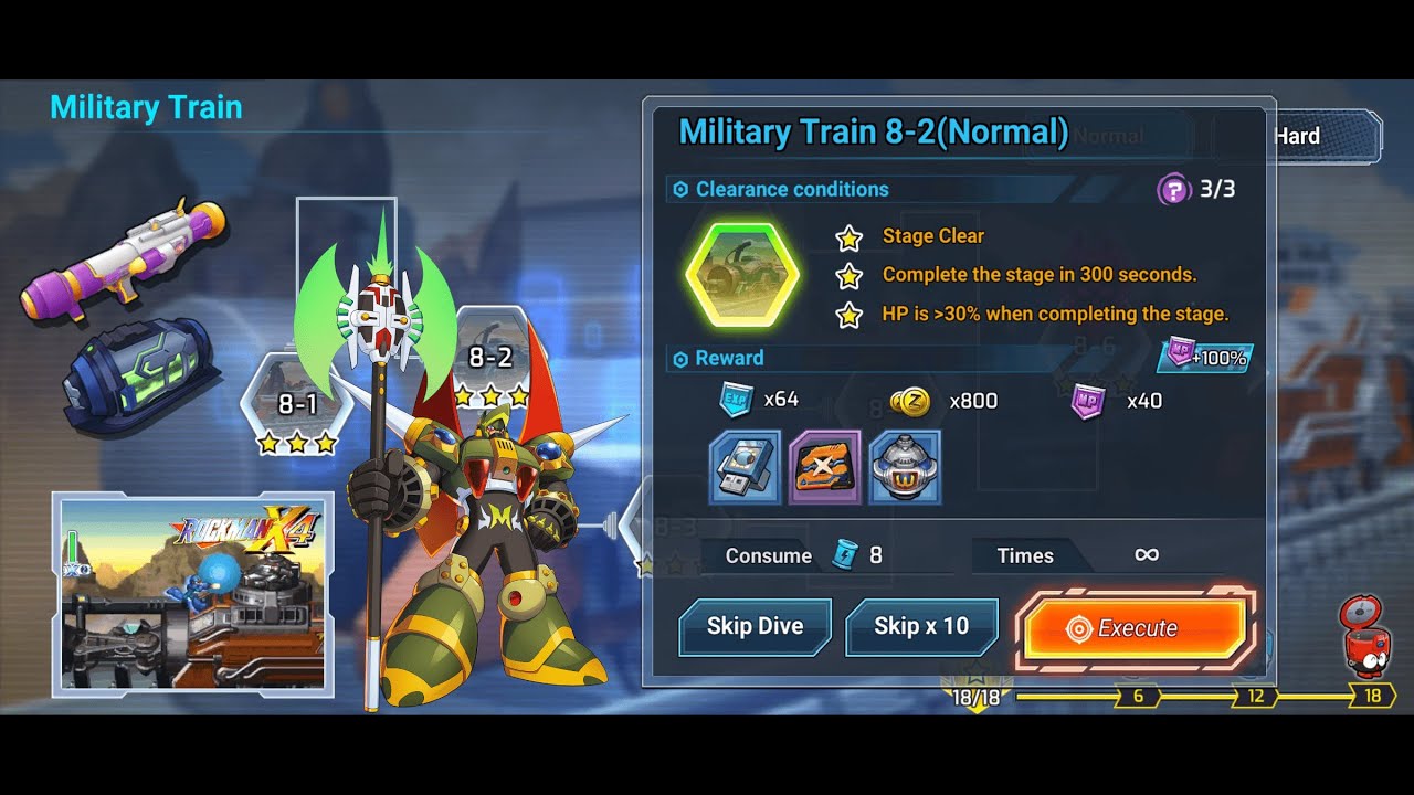 Mega Man X DiVE MOBILE - Military Train 8-2 (Normal) Deep Elements (3/3 ...