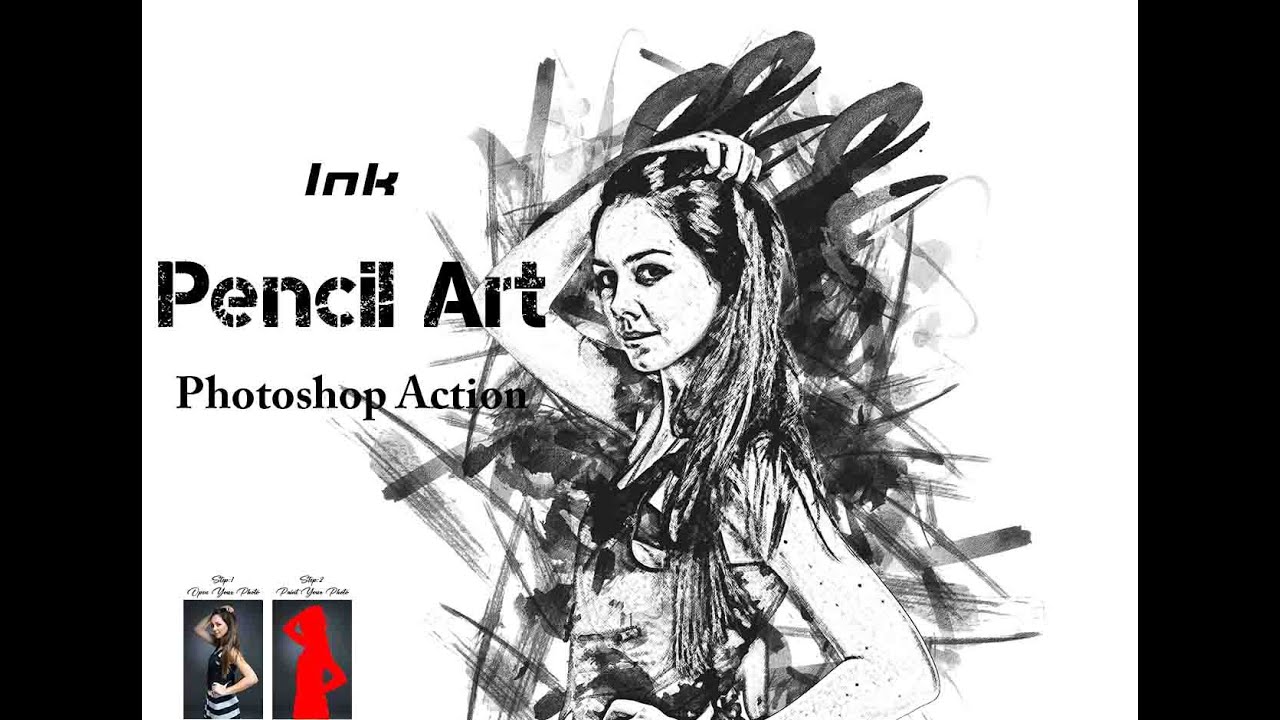 Ink Pencil Art Photoshop Action - YouTube