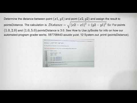 Determine the distance between point (x1,y1) and point (x2,y2) and assign the result to ...