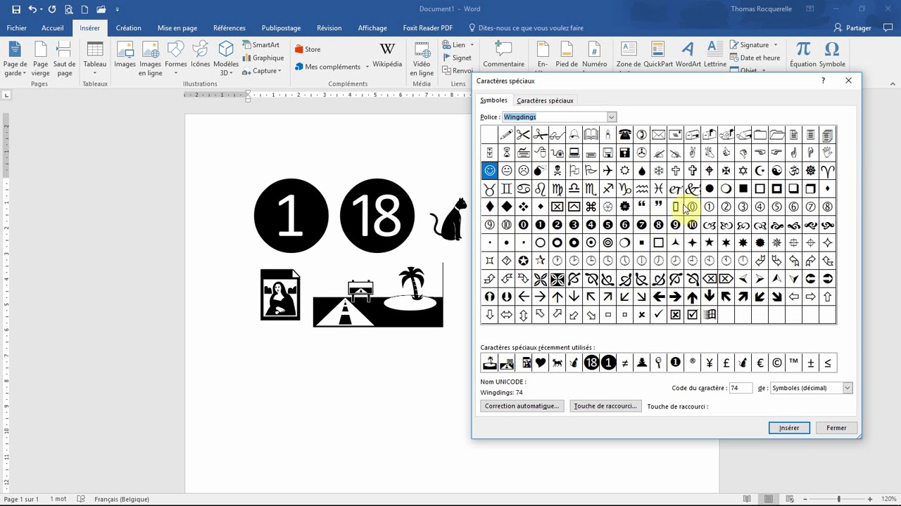 Insérer un SYMBOLE ou un pictogramme Tutoriel WORD en français - YouTube