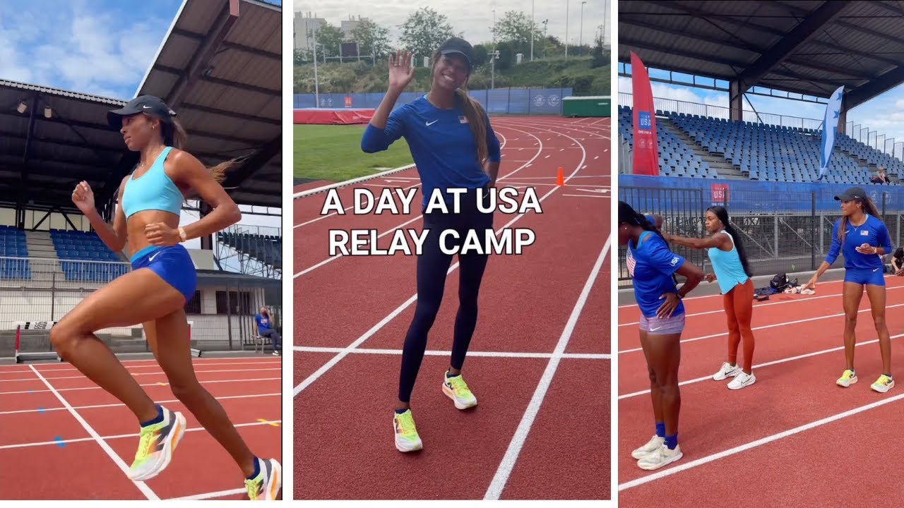 Gabby Thomas training with Team USA relay camp Olympics - YouTube