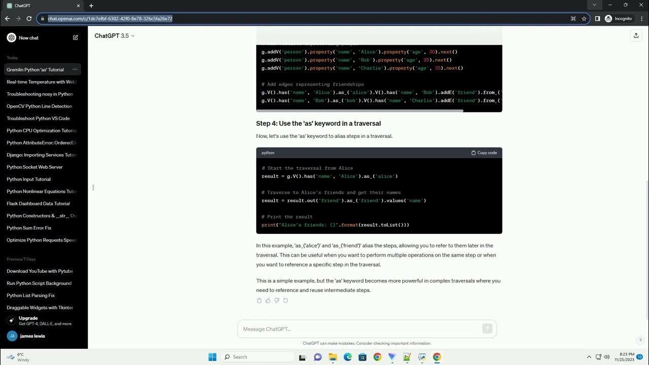 How can one use the as keyword in gremlin python - YouTube